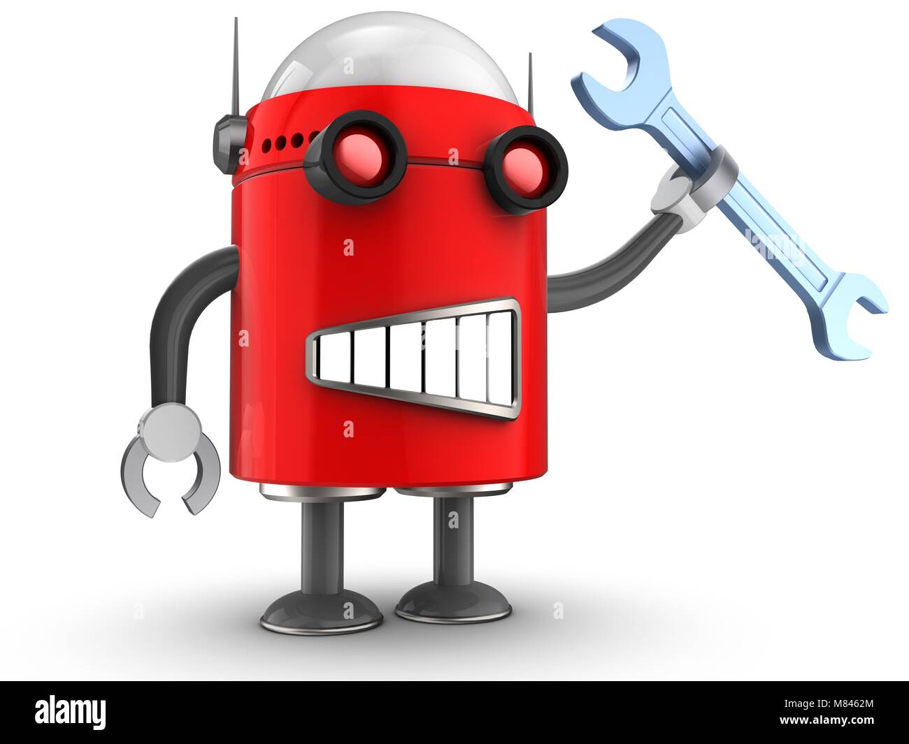 3d illustration of robot with wrench over white background Stock Photo ...