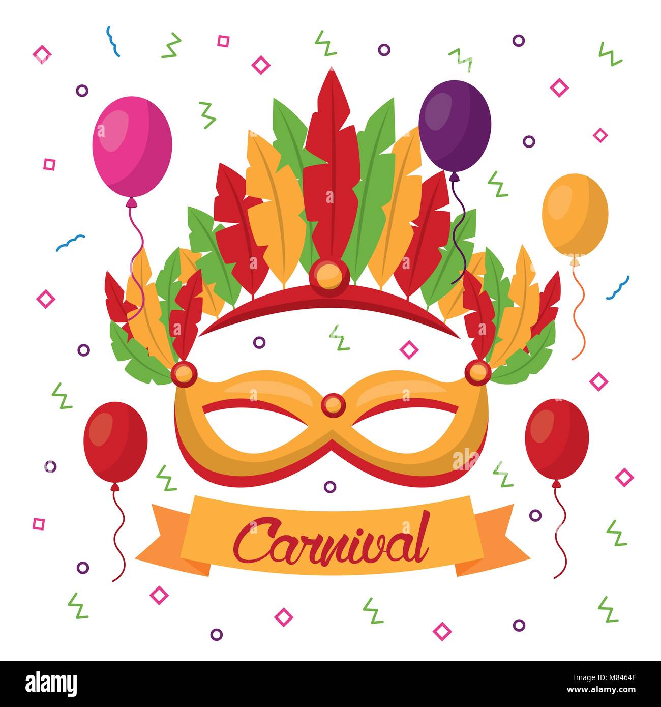 carnival mask with feathers festive vector illustration Stock Vector ...