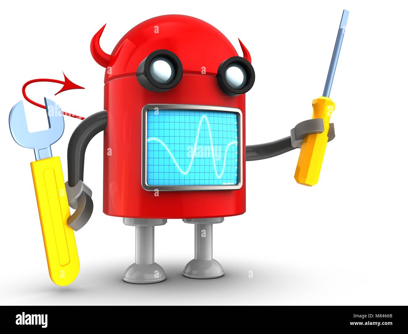 3d illustration of robot with repair tools over white background Stock ...