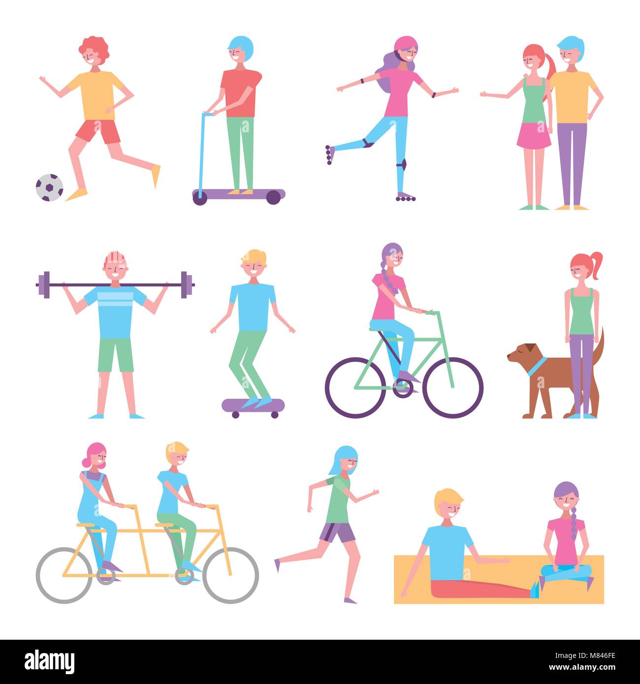 people making different activities men and women vector illustration ...