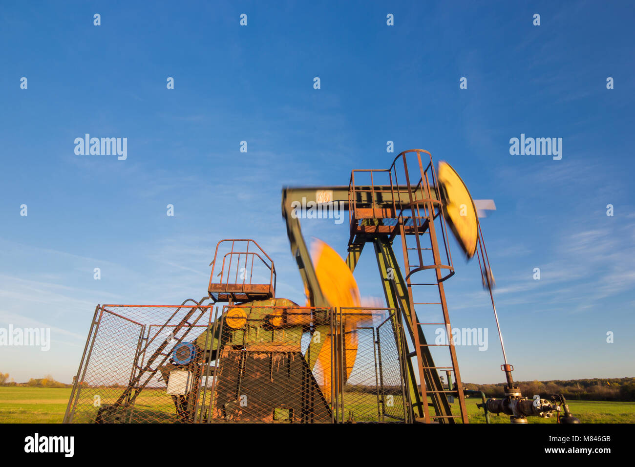 Active oil pump shot at oilfield, Slavonia, Croatia Stock Photo - Alamy