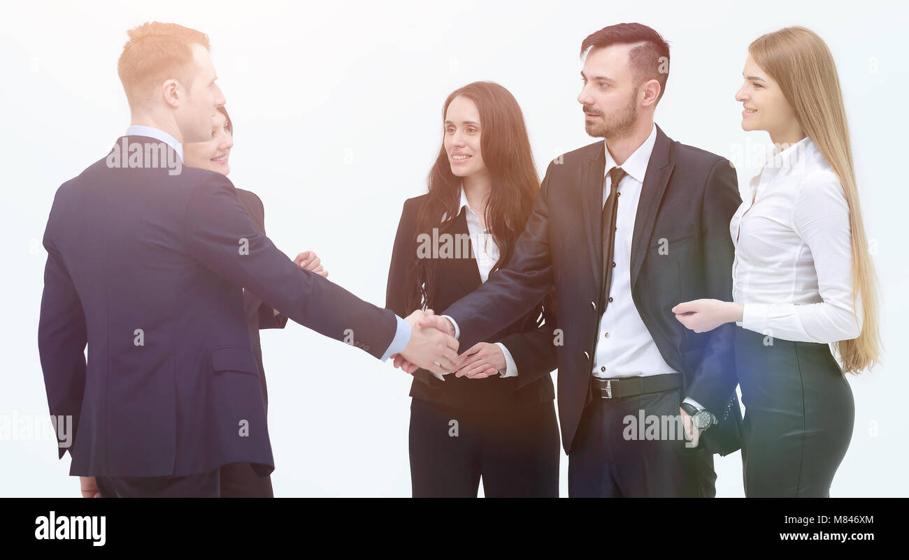 welcome and handshake business partners Stock Photo - Alamy