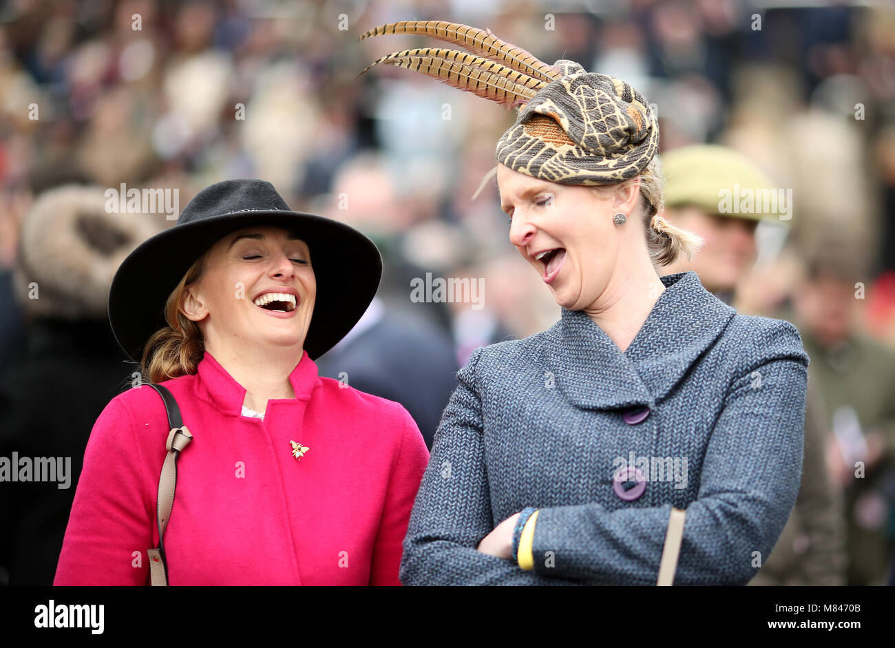 Female racegoers during Ladies Day of the 2018 Cheltenham Festival at ...