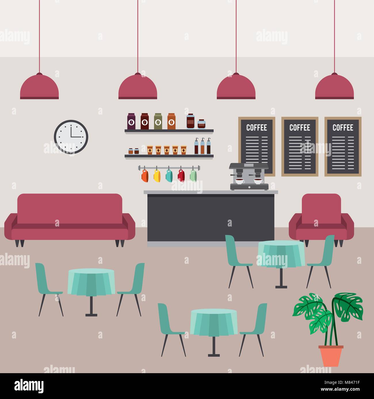 Empty chairs tables cafe Stock Vector Images - Alamy