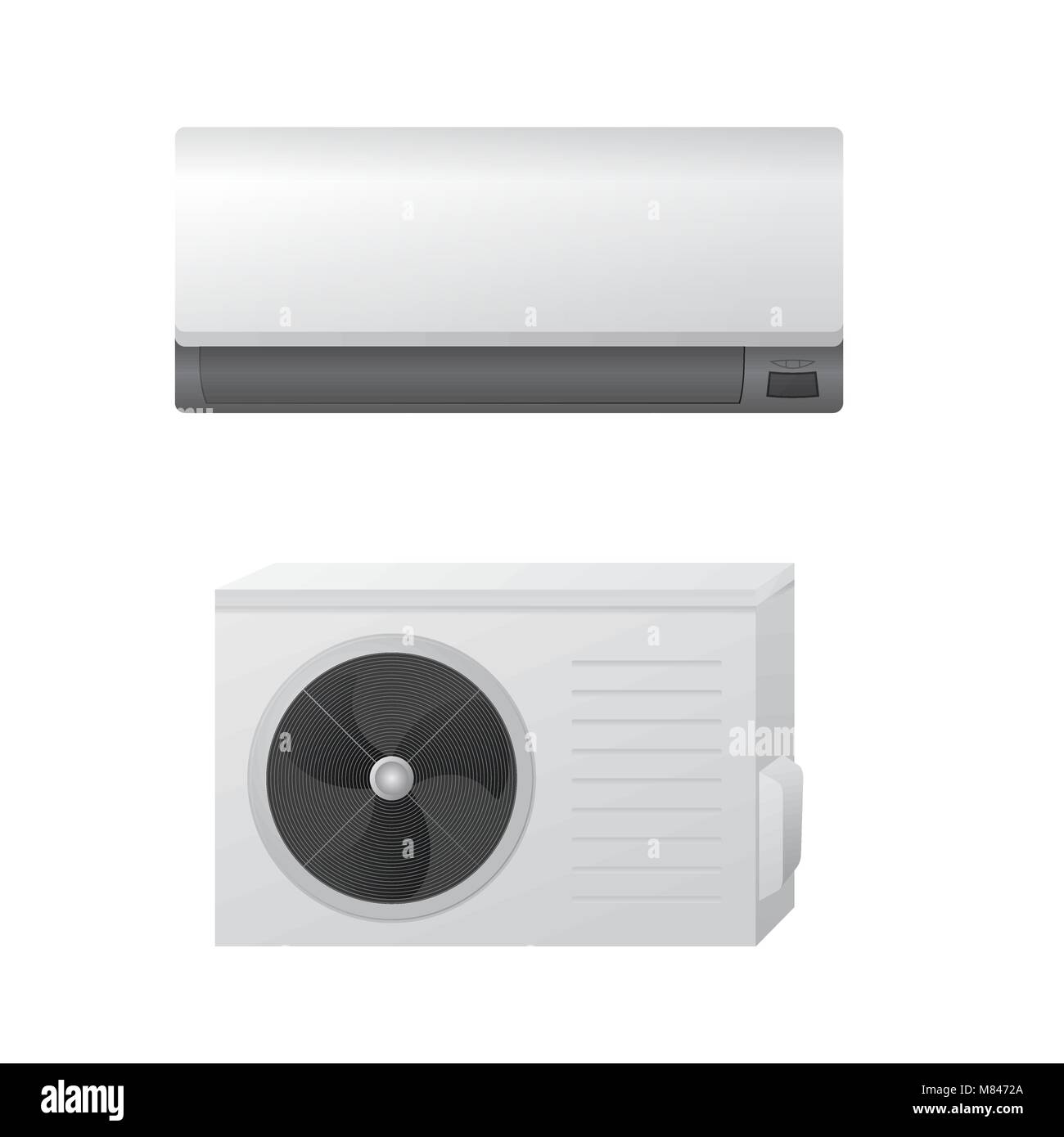 The air conditioning split system vector illustration. Outdoor and indoor unit. The concept of a ...