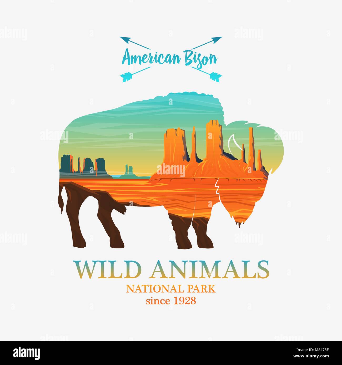 Multiple bison Stock Vector Images - Alamy