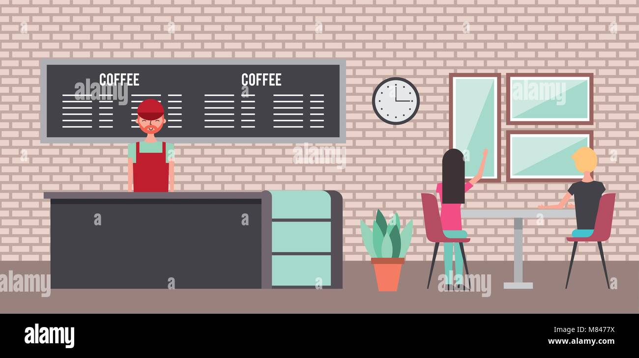 Person serving behind counter Stock Vector Images - Alamy