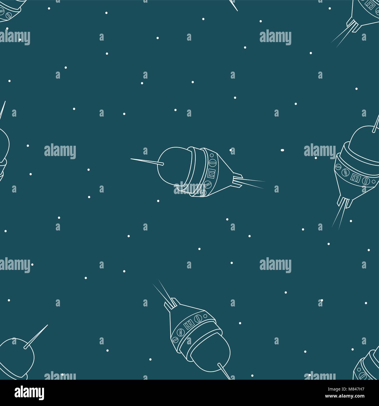Spaceship seamless pattern background. Rocket vector illustration ...