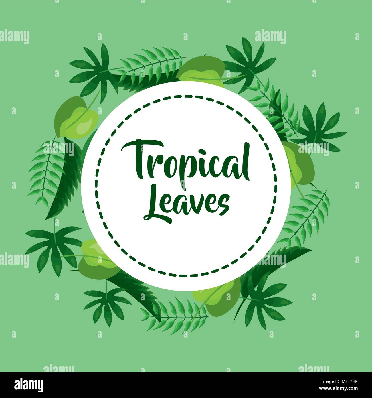 tropical leaves label exotic nature decoration vector illustration ...