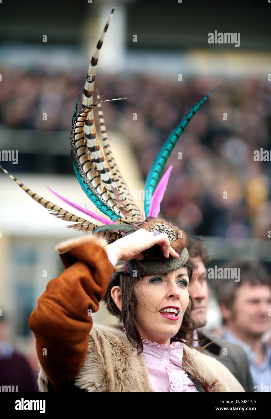 Horse racing mid length half feather fascinator hi-res stock ...