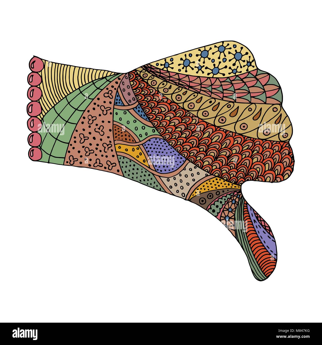 Hand zen tangle. Arm zenart vector illustration. Fist,Thumb down ...