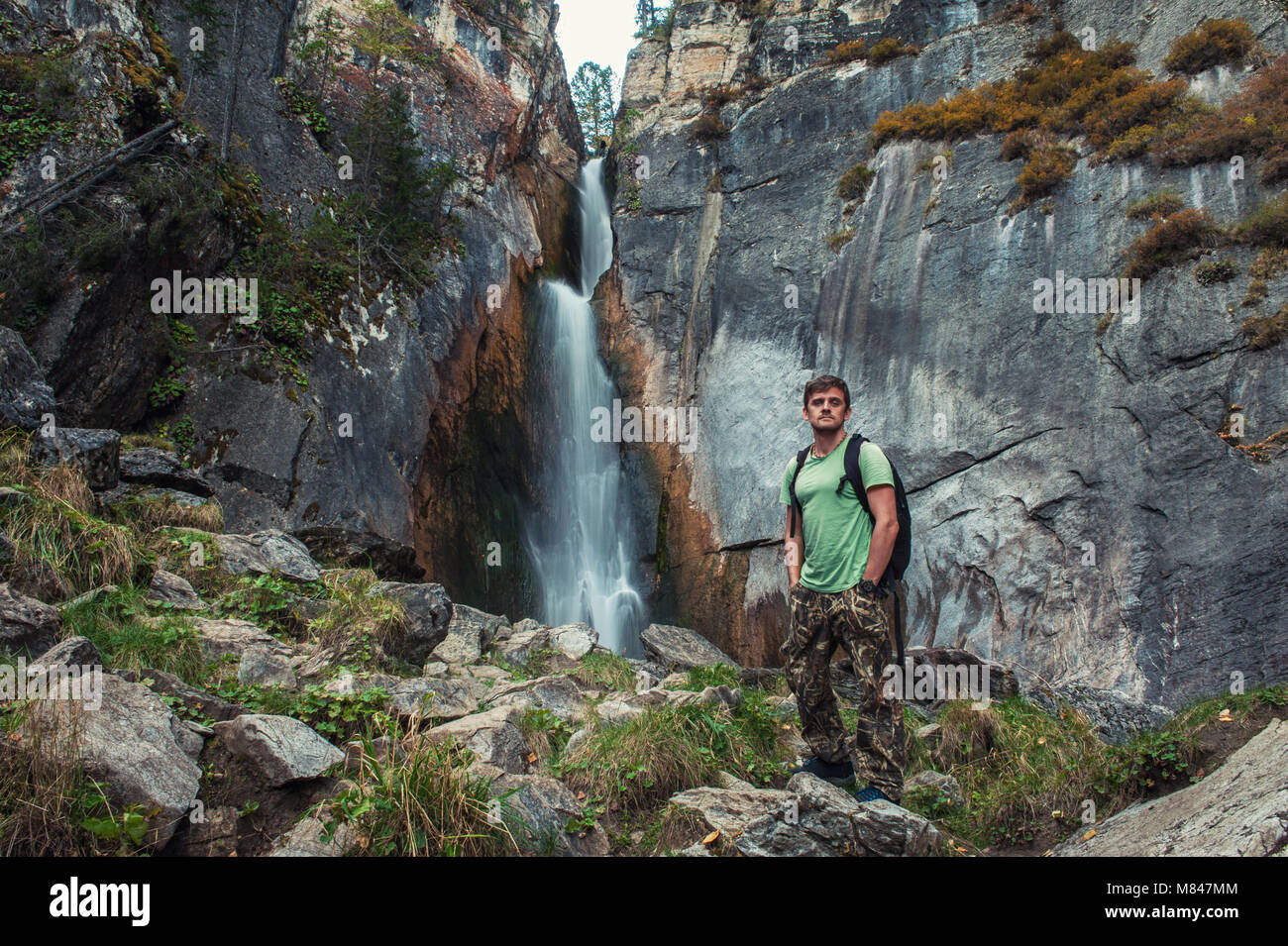 Traveling to the waterfall Stock Photo - Alamy