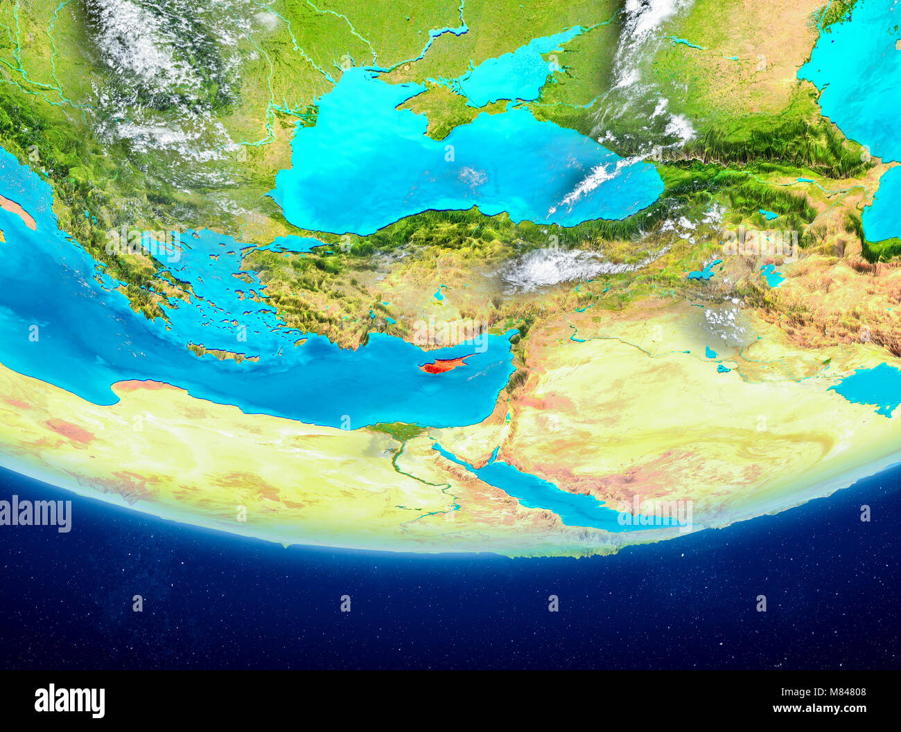 Highlighted satellite image of cyprus hi-res stock photography and ...