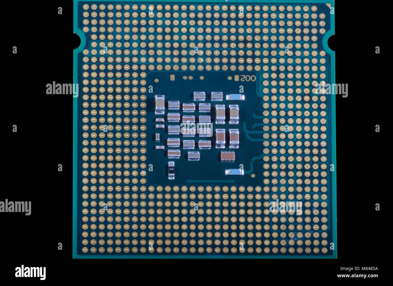 Microprocessor - closeup detail, black background Stock Photo - Alamy