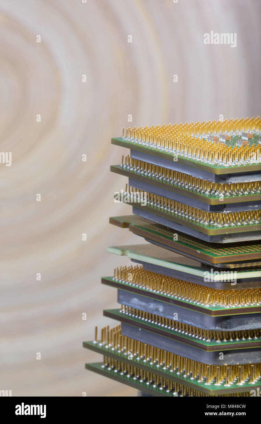 Microprocessor - closeup detail, blurred background Stock Photo - Alamy