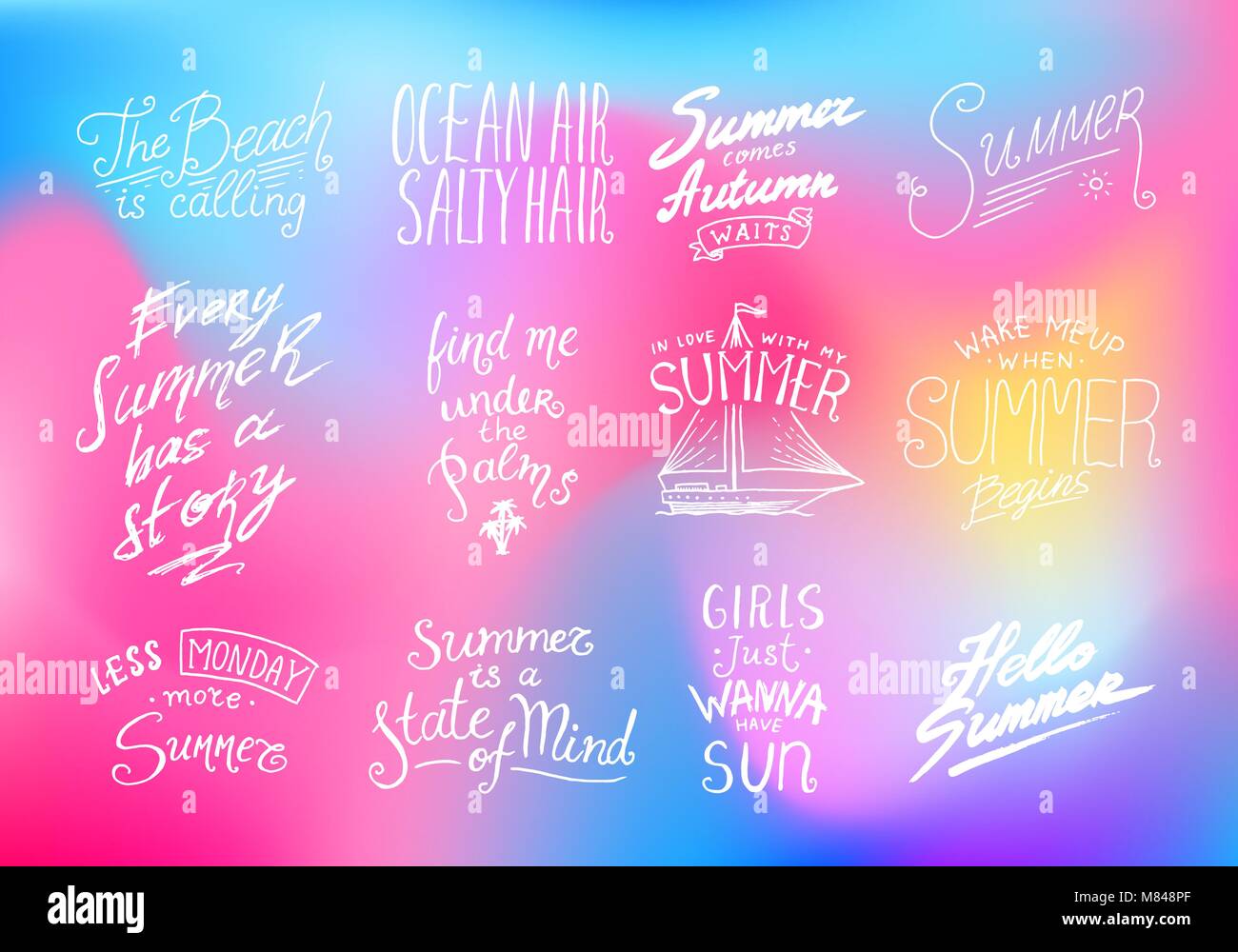 Summer Quotes inspiration, travel and journey phrases, calligraphy ...