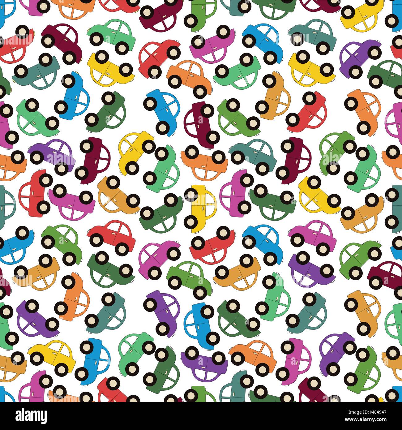 Seamless pattern background with cartoon car. Toy transport vector ...