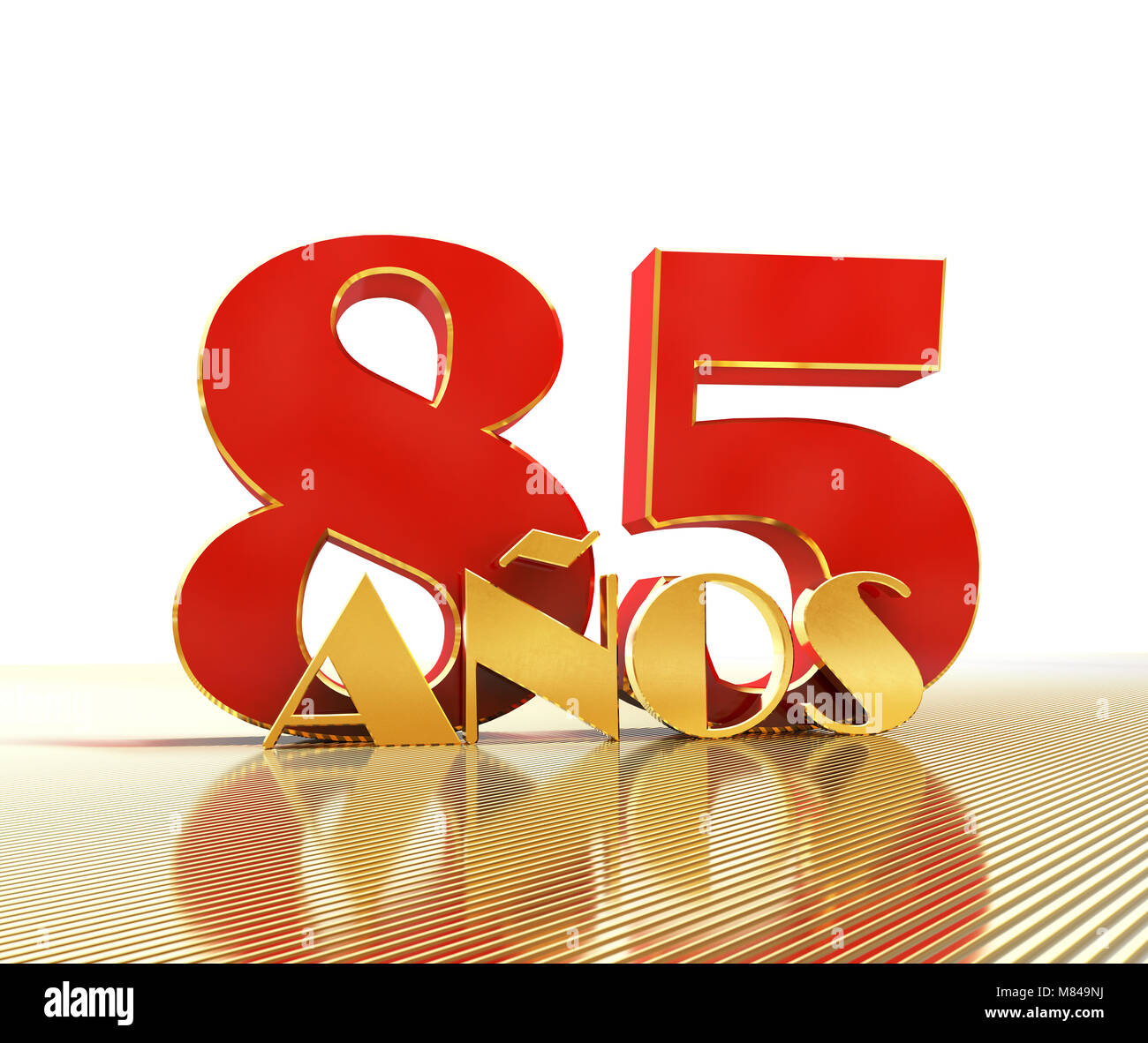 Golden number eighty five (number 85) and the word "years" against the ...