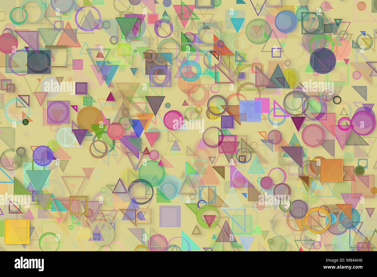 Random circle, square, rectangle & triangle shape, digital generative ...