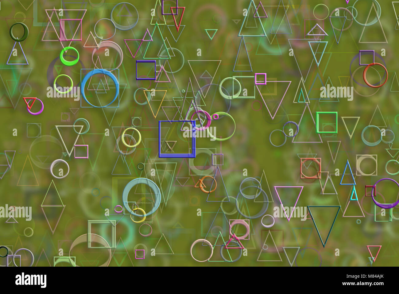 Abstract embossed & random circle, square, rectangle & triangle shape ...