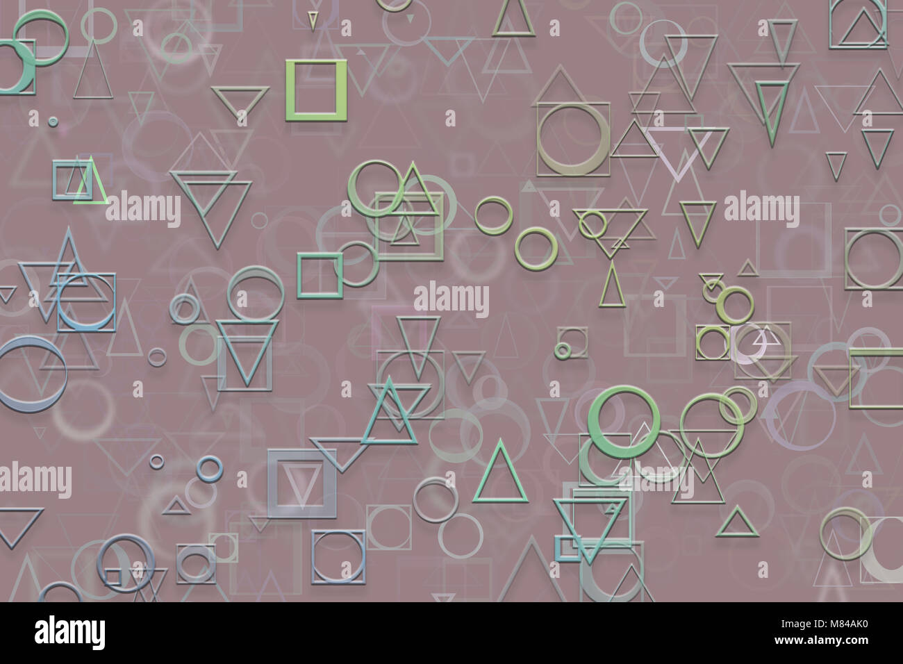 Abstract embossed & random circle, square, rectangle & triangle shape ...