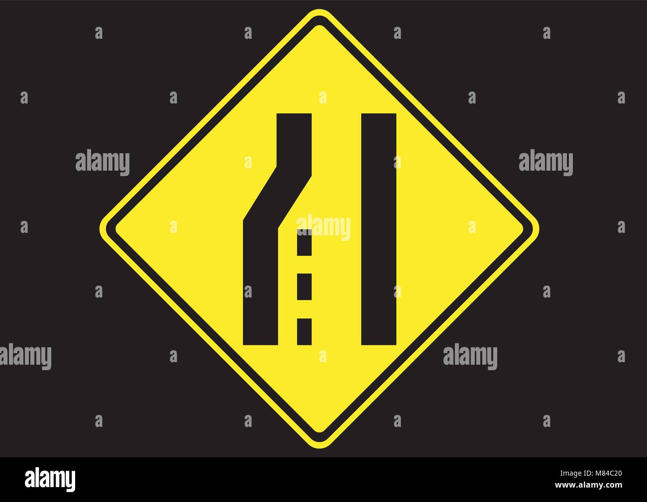 Traffic sign warning road ends hi-res stock photography and images - Alamy
