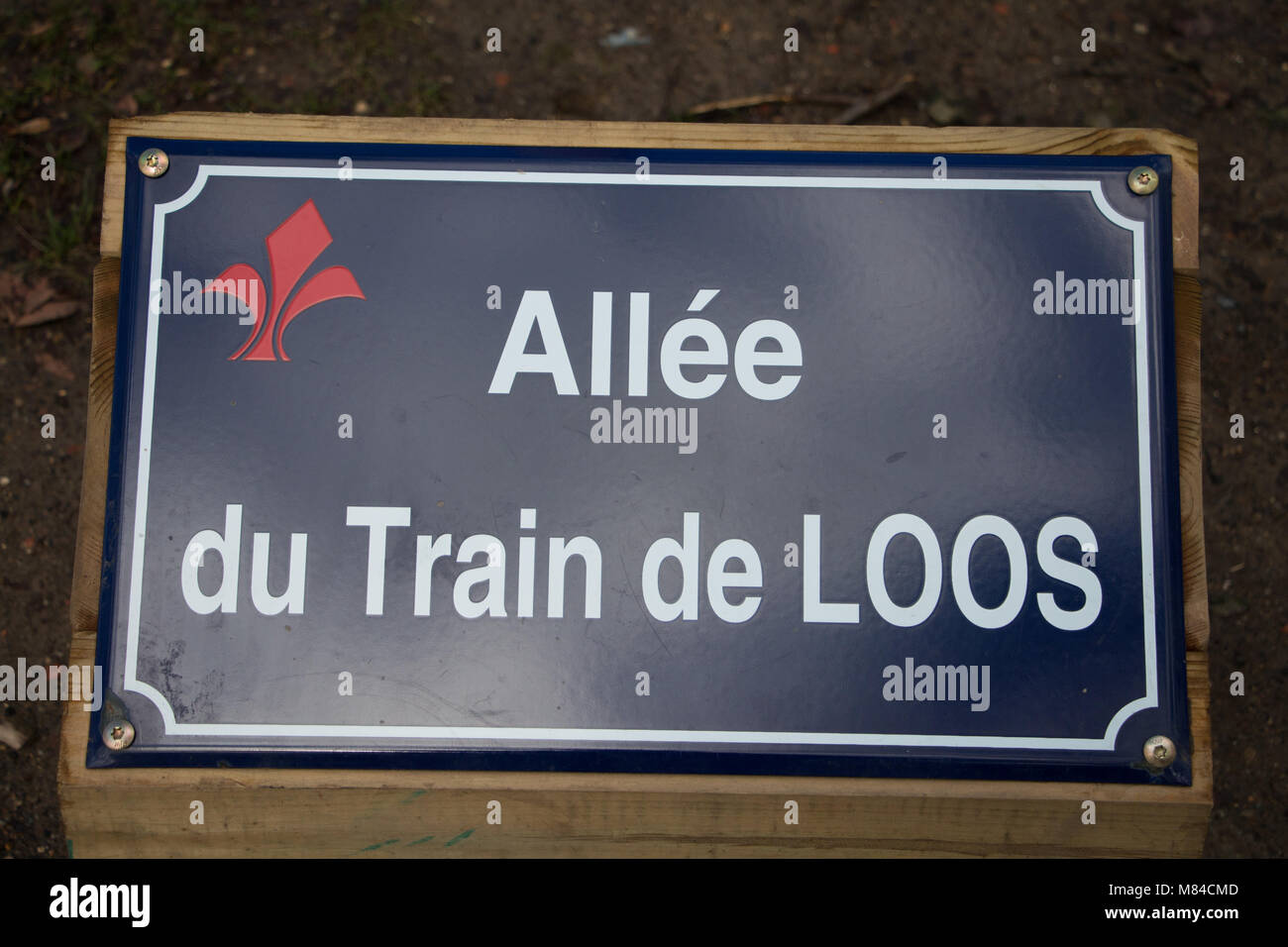 Street sign "Allée du Train de LOOS", at Lille citadel, France Stock ...
