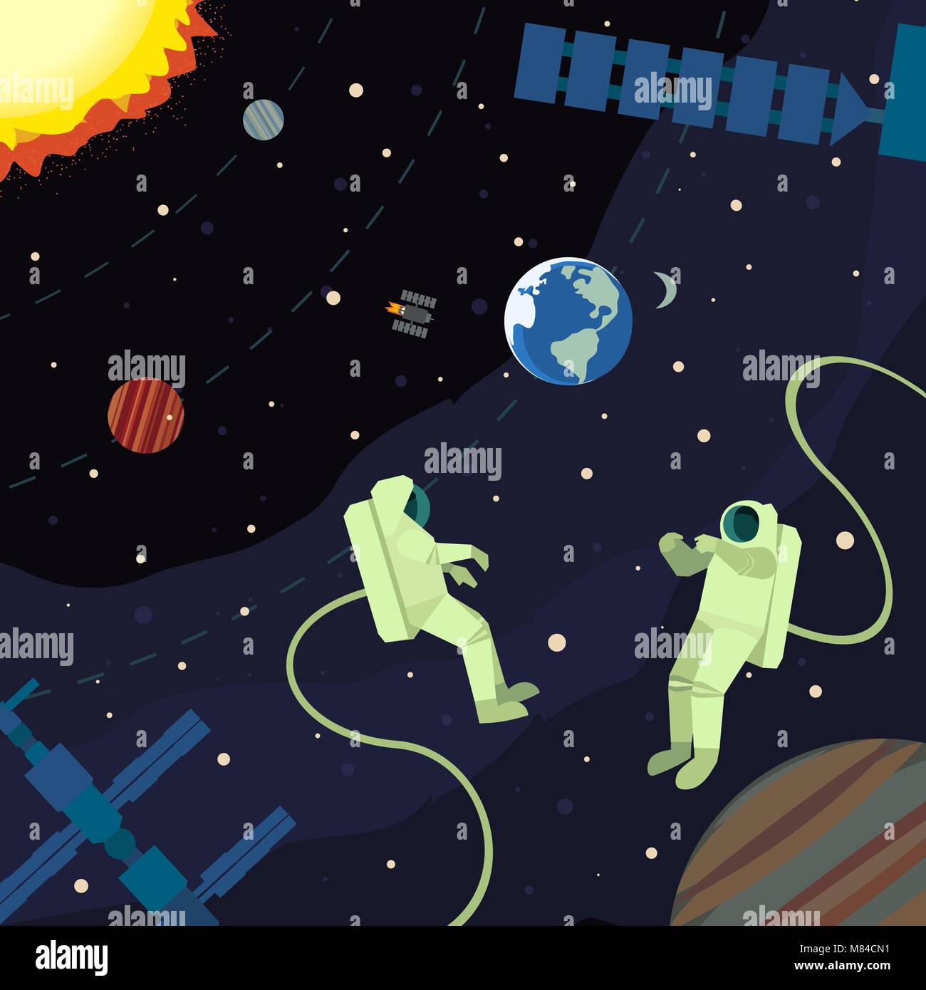 Night space station Stock Vector Images - Alamy