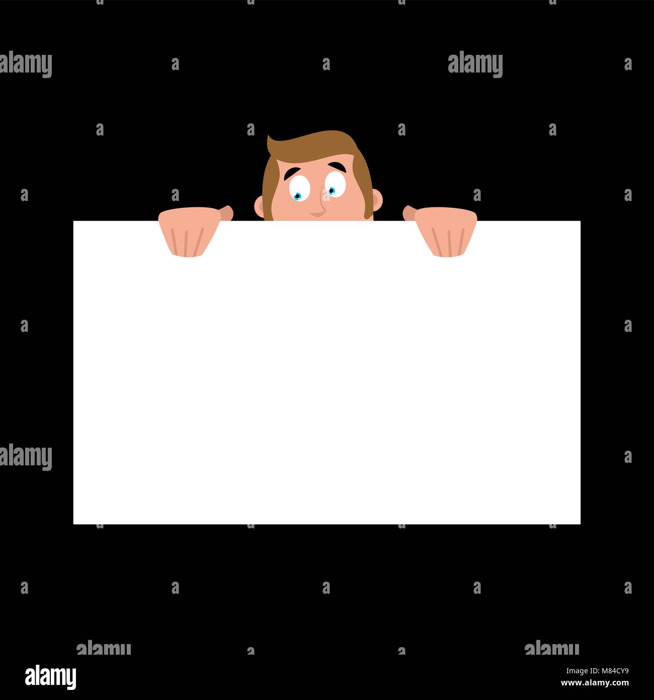 Guy Hidden looks out. man is hiding. Vector illustration Stock Vector ...