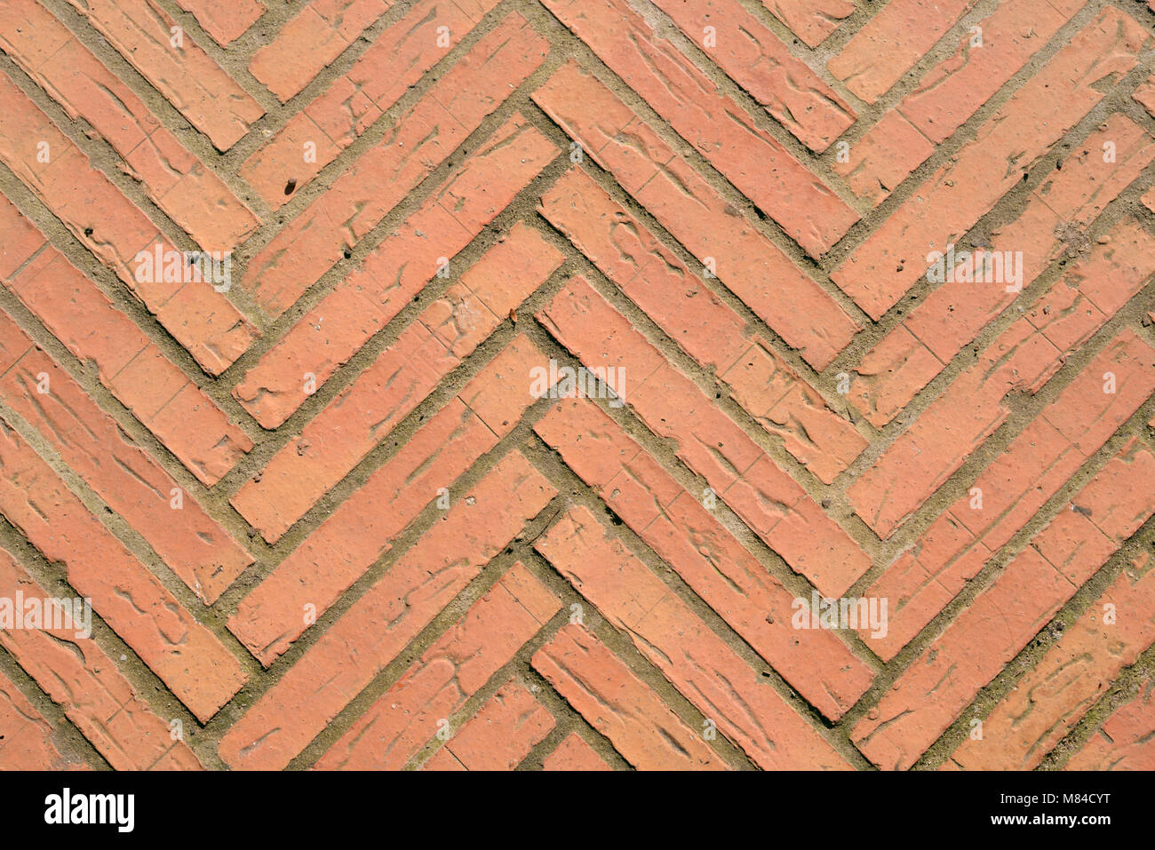 Texture of the brick chevron pavement Stock Photo - Alamy
