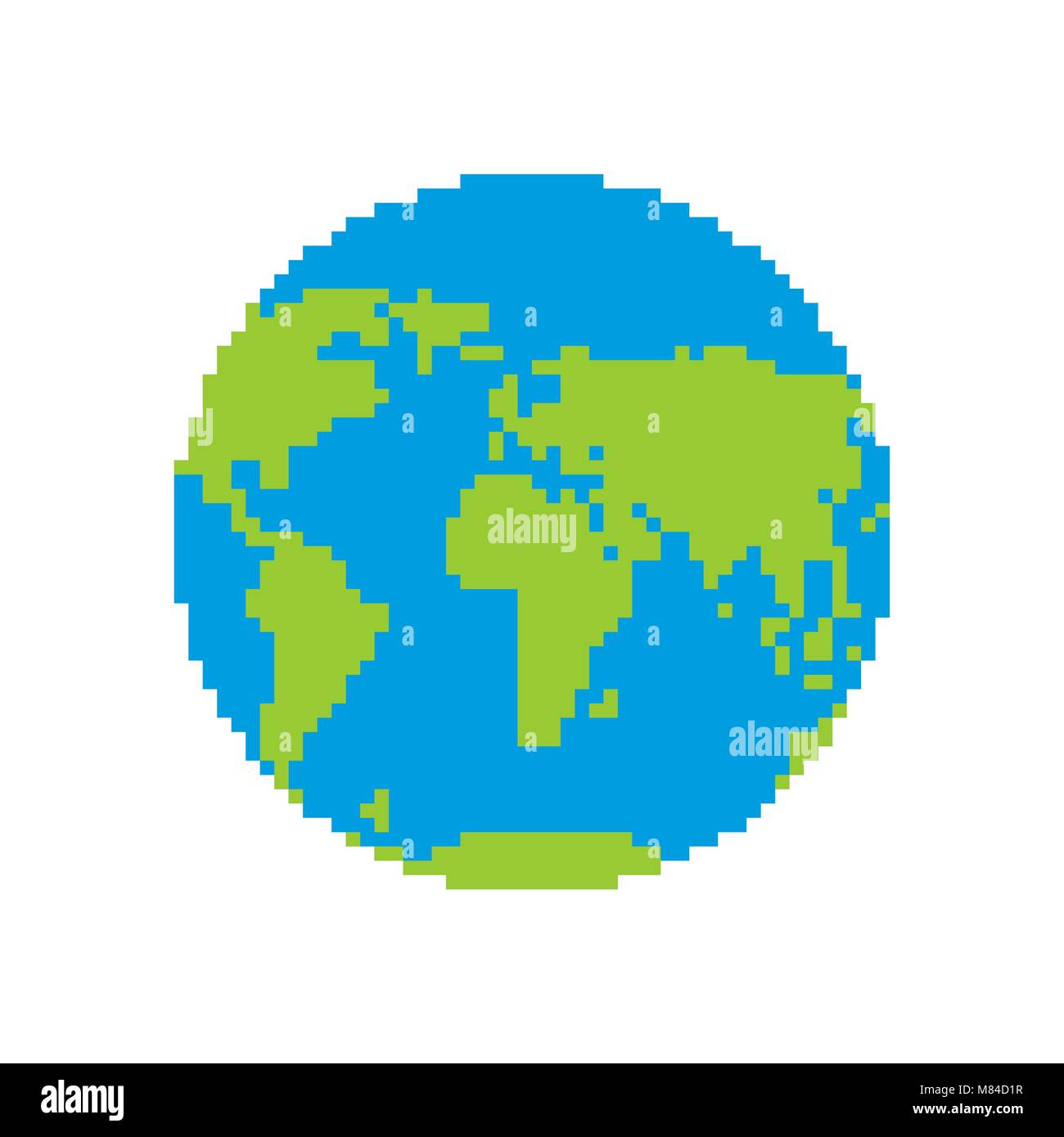 Earth pixel art. Pixelated planet. Vector illustration Stock Vector ...