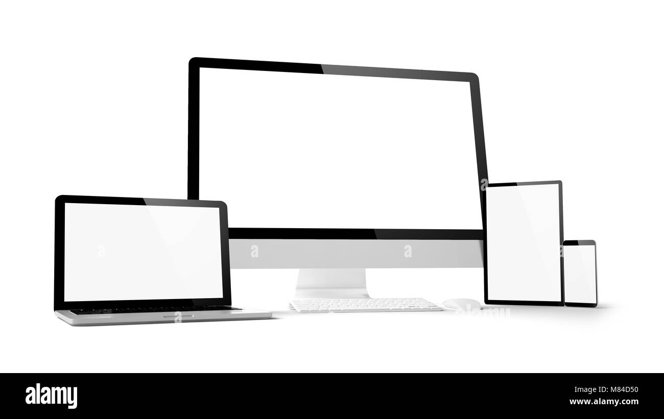 white screen isolated computer gadgets 3d rendering Stock Photo - Alamy