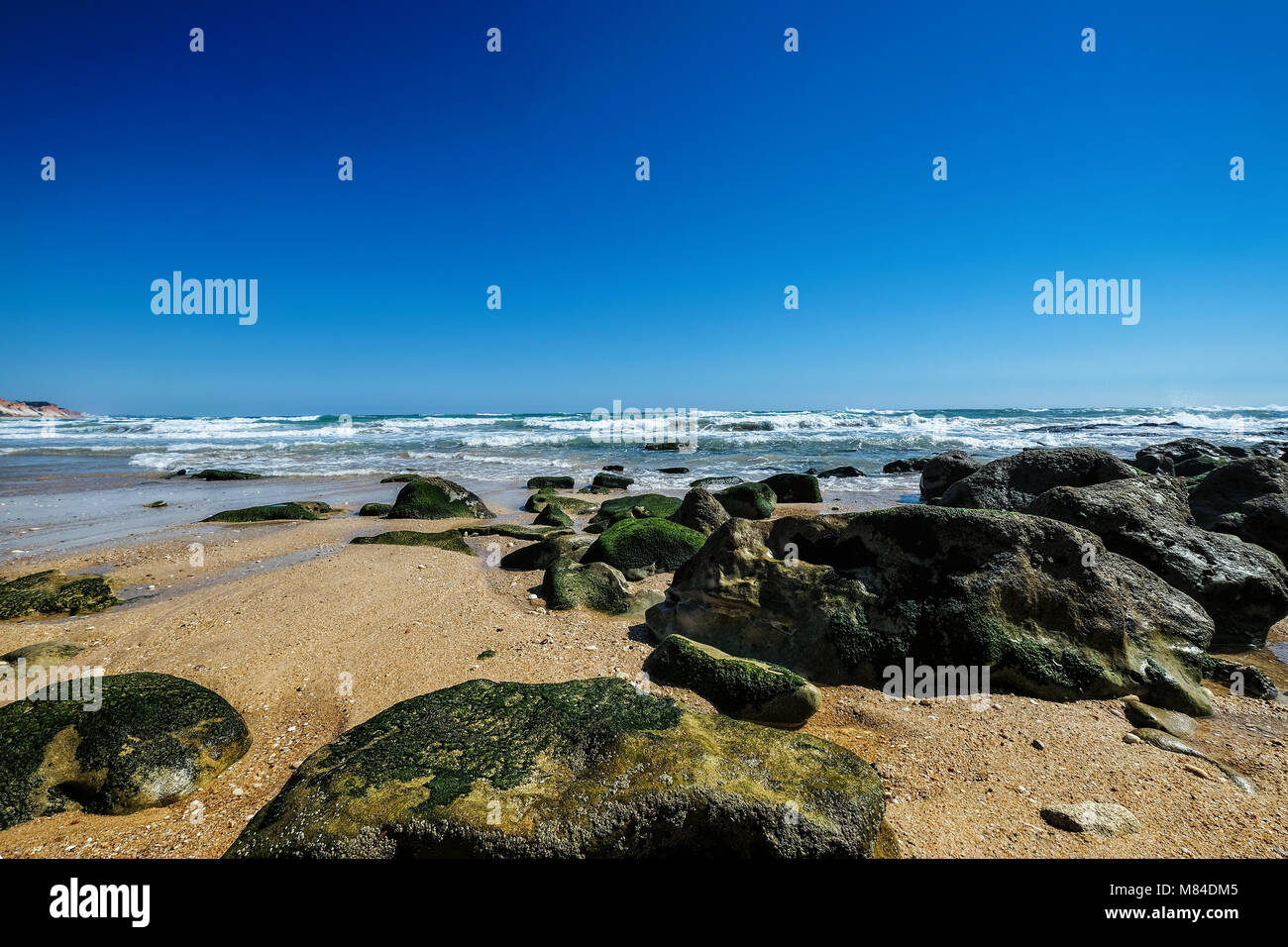 View of Landscape with Cliff and Dunes at the Beach near Albufeira ...