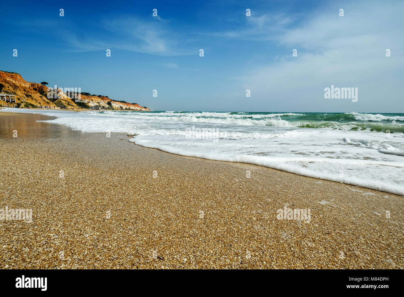 View of Landscape with Cliff and Dunes at the Beach near Albufeira ...