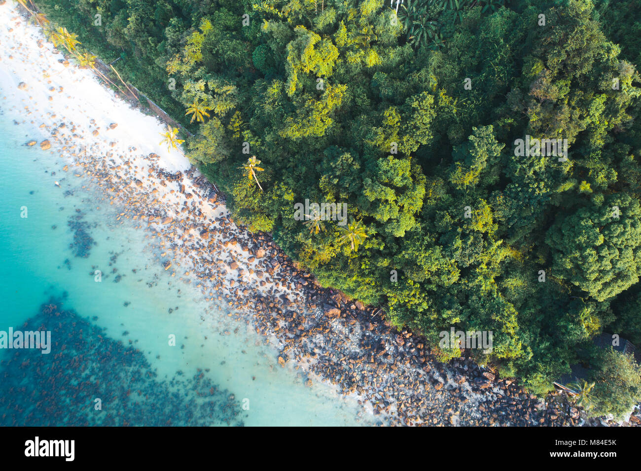 great aerial view of wonderful beach and sea in thailand, koh samui ...