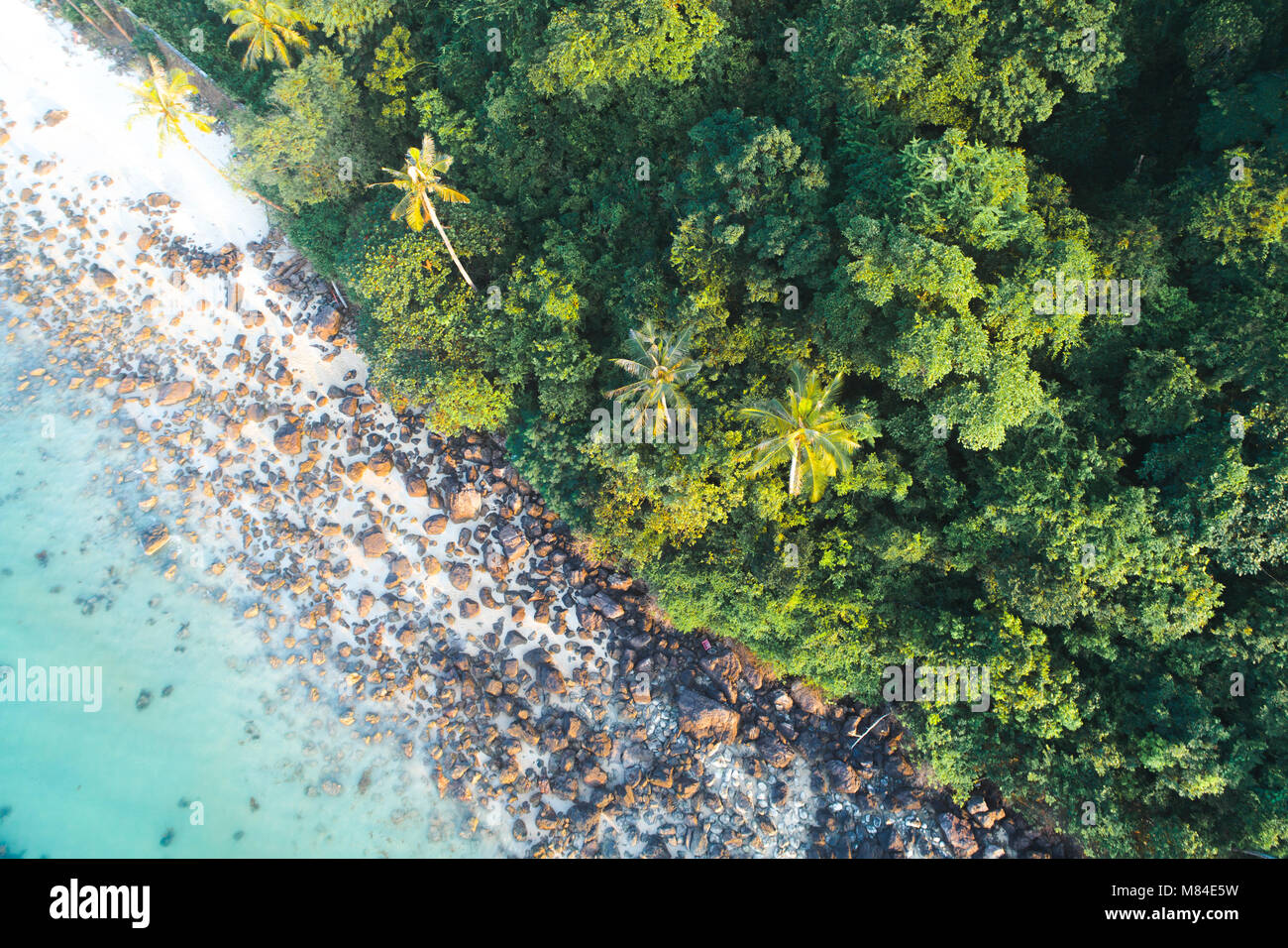 great aerial view of wonderful beach and sea in thailand, koh samui ...