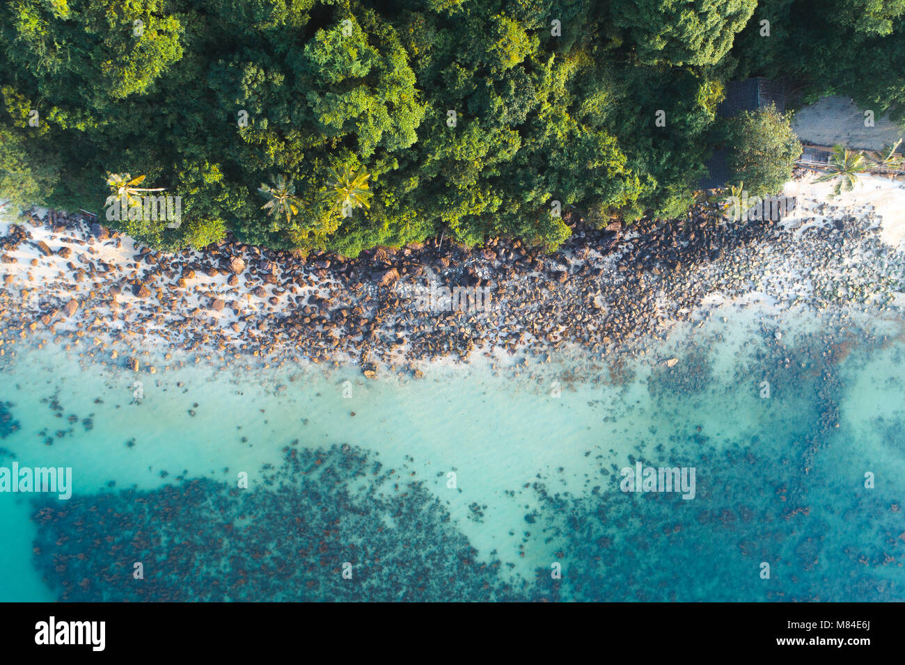 great aerial view of wonderful beach and sea in thailand, koh samui ...