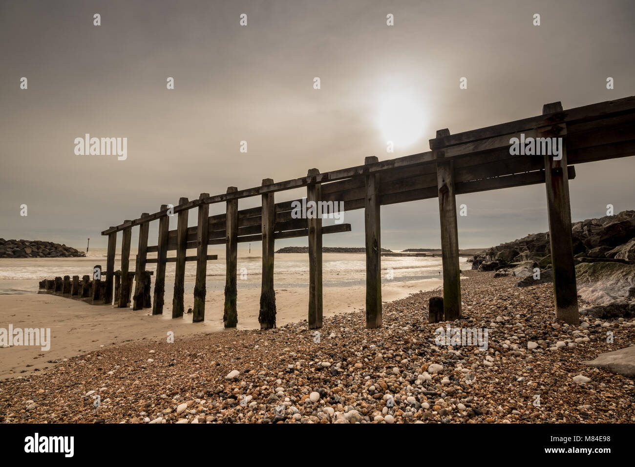 Groynes (groins) at the beach, Middleton-on-Sea (Elmer) near Bognor ...