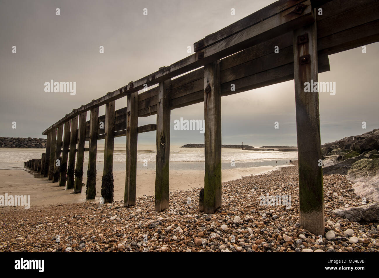 Groynes (groins) at the beach, Middleton-on-Sea (Elmer) near Bognor ...