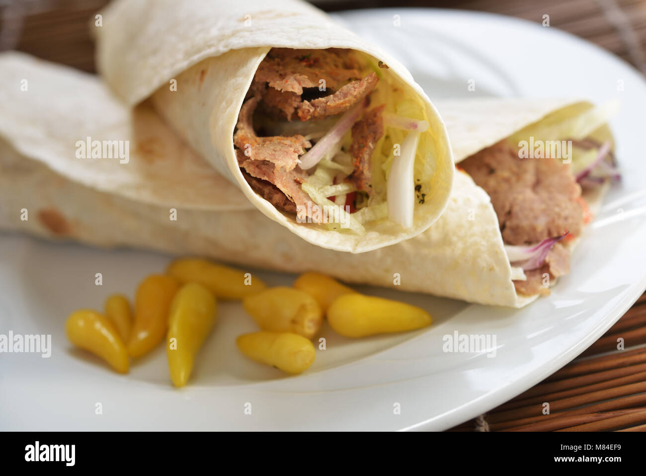 Doner kebab on a plate Stock Photo - Alamy