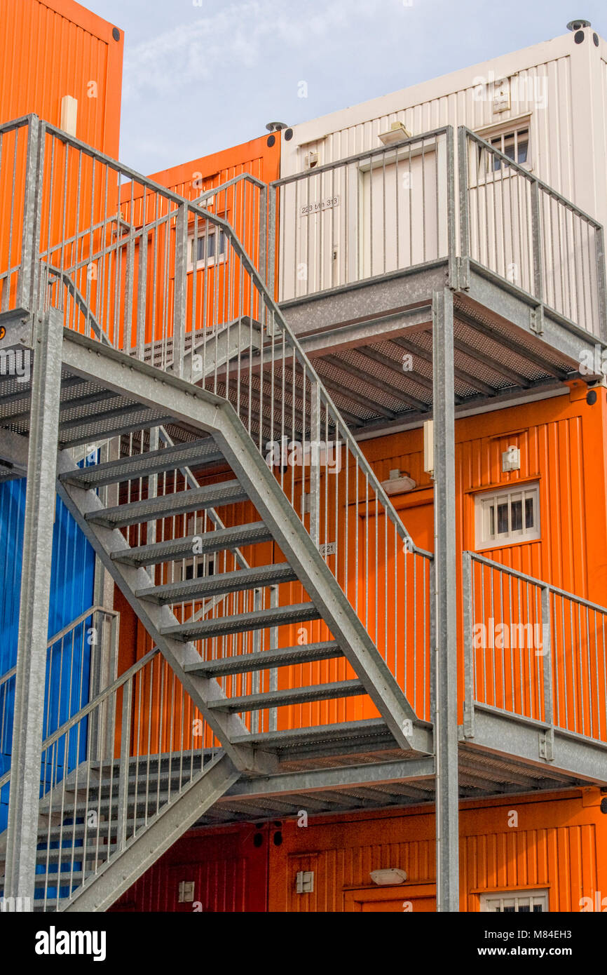 fire escape at cargo containers used as student appartments in ...