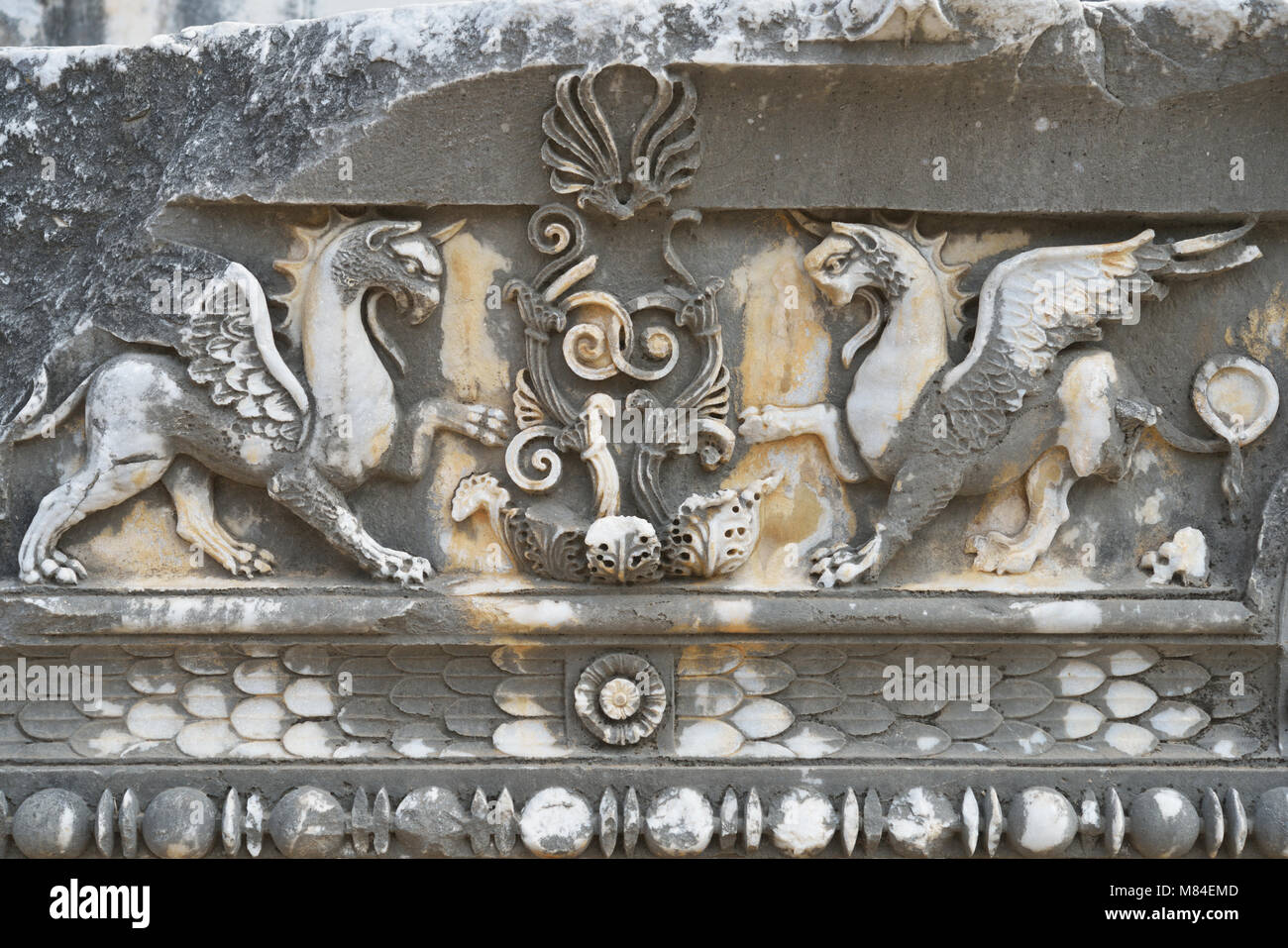 Wall of ancient temple decorated with marble carving Stock Photo - Alamy
