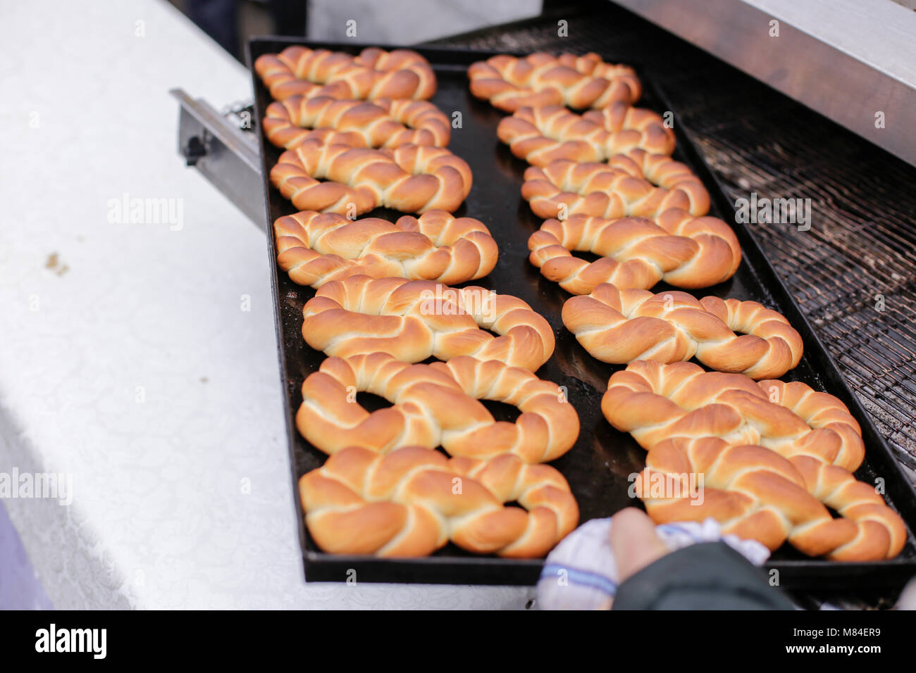 A plate of mucenici, Romanian traditional sweet cakes baked especially ...