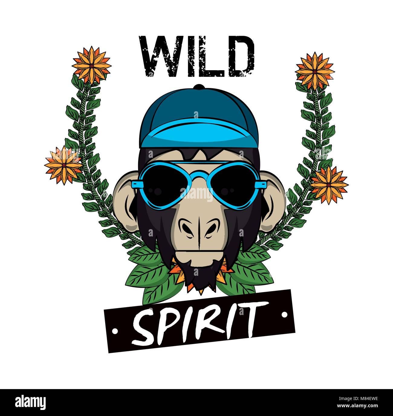 Cool monkey animal print for tshirt vector illustration graphic design ...