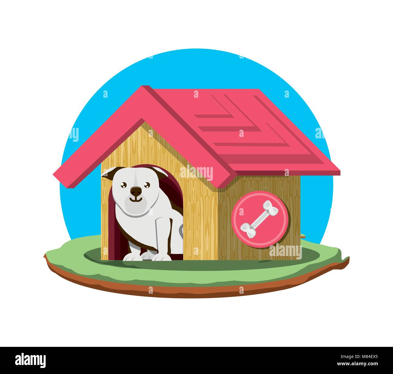 Dog house with english bulldog dog icon over white background, colorful ...