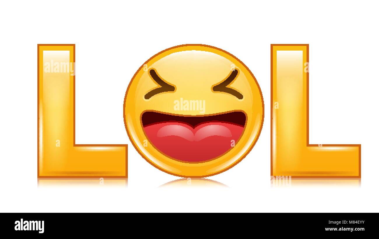 Lol Concept Vector. Happy Face. Cheerful Laugh. Funny Icon ...