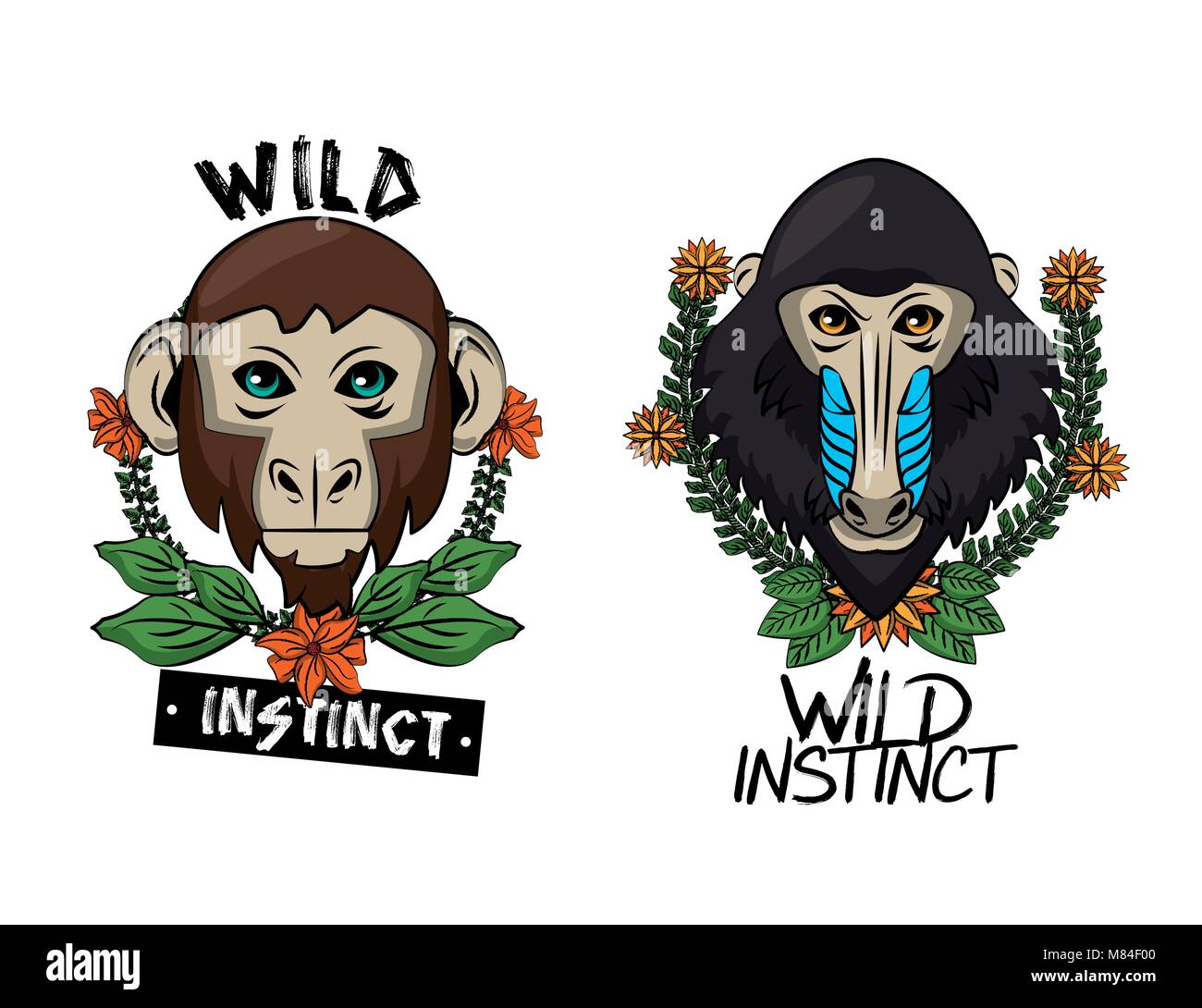 Wild monkeys prints for tshirt vector illustration graphic design Stock ...
