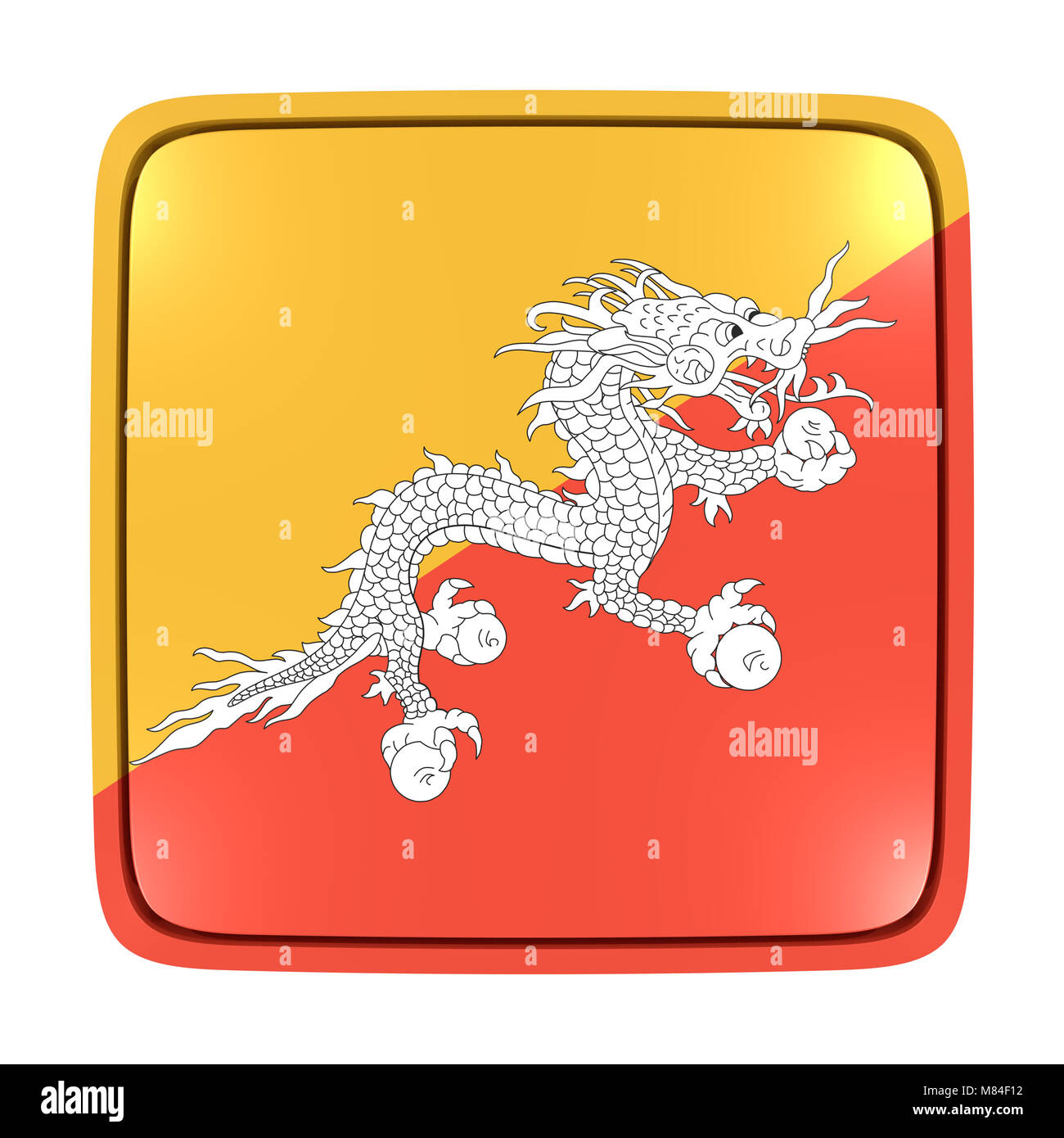 3d rendering of a Bhutan flag icon. Isolated on white background Stock ...