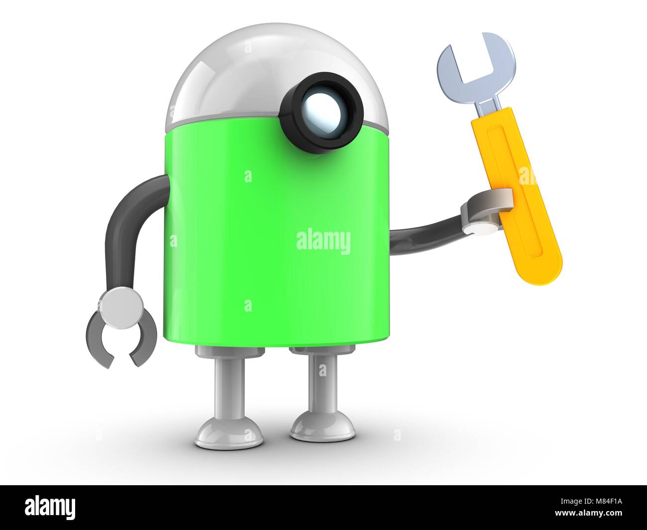 3d illustration of robot with wrench over white background Stock Photo ...