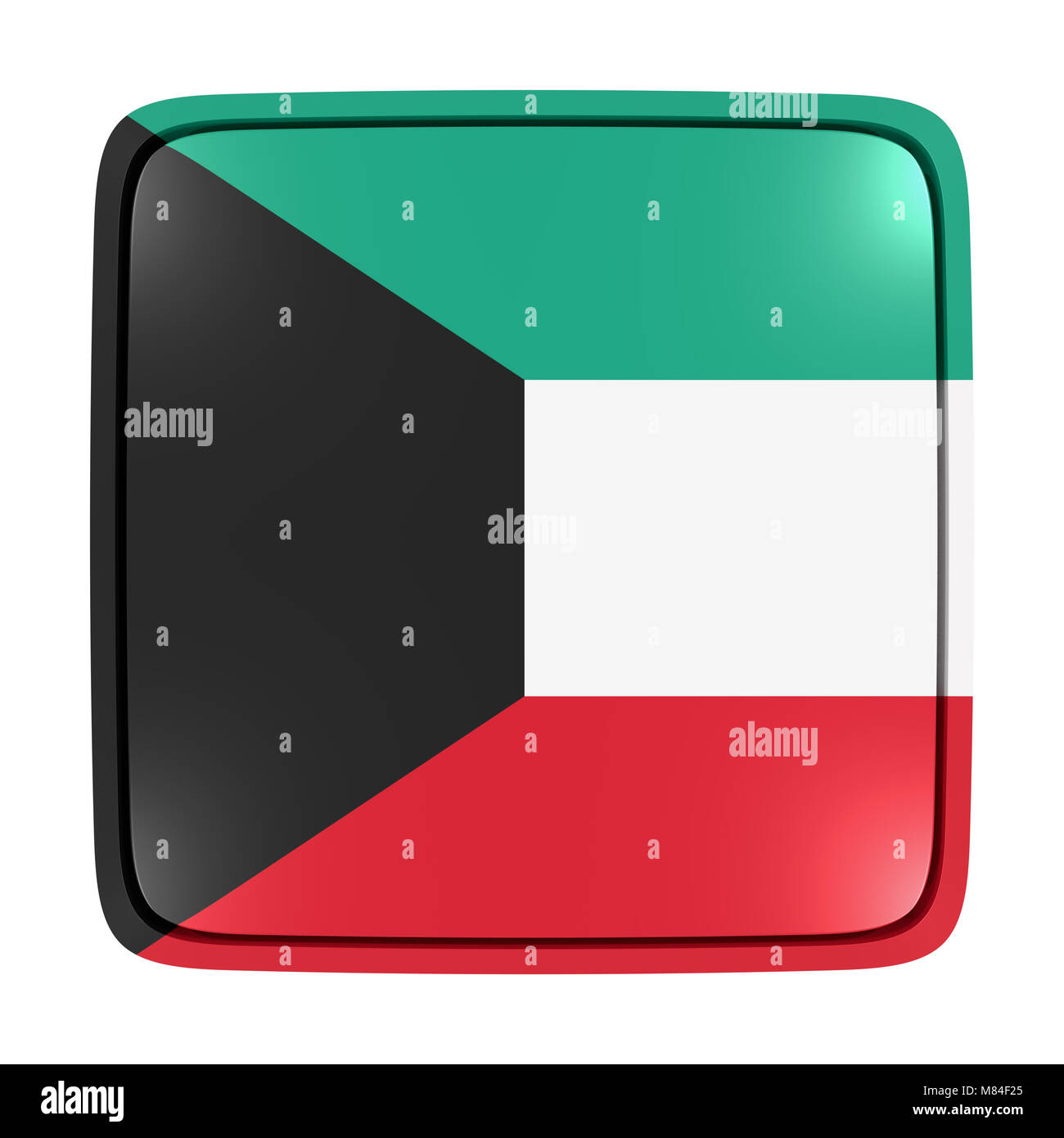 3d rendering of a Kuwait flag icon. Isolated on white background Stock ...